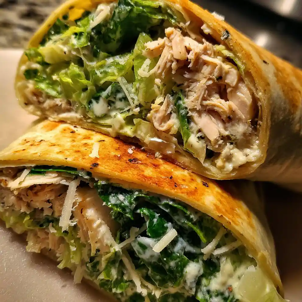 Chicken Caesar Wrap With Romaine And Creamy Dressing