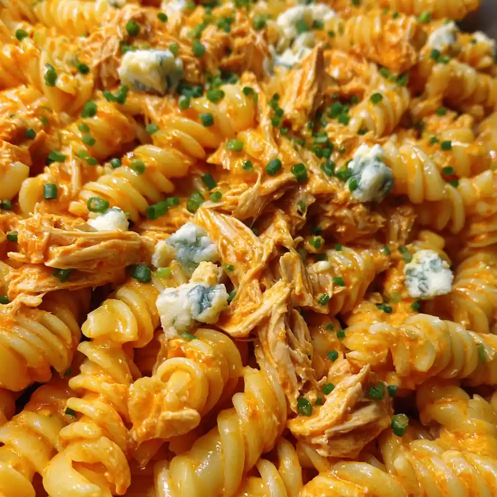 Buffalo Chicken Pasta Recipe Creamy Spirals With Carrot-Blue Confetti