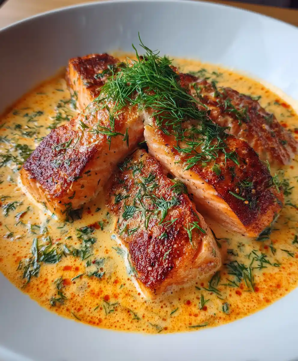 Creamy Salmon Recipe Dill-Flecked Coral Swirl