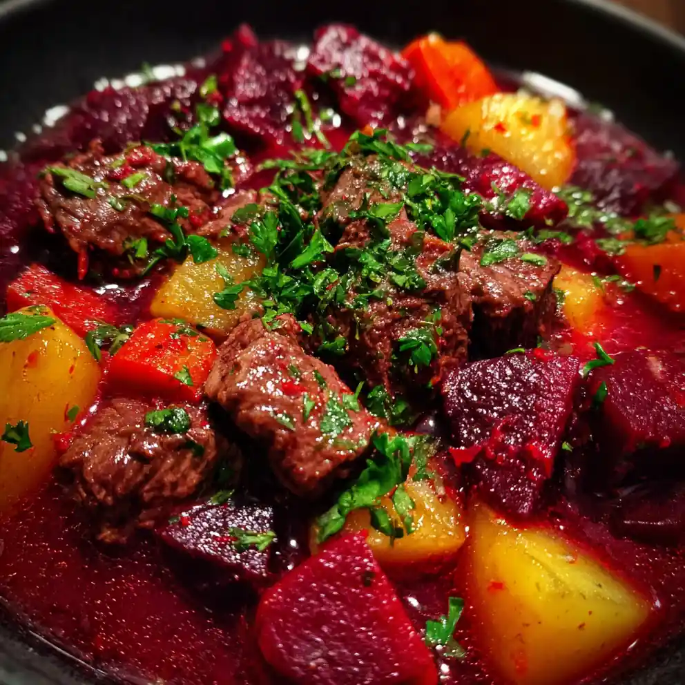 Deer Stew Recipe With Beetroot Ruby Broth