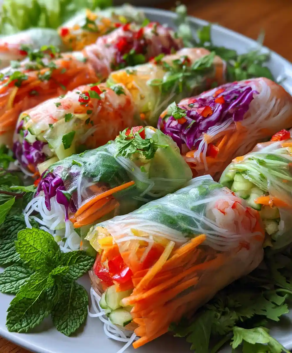 Spring Roll Recipe With Rainbow Veggie Ribbons