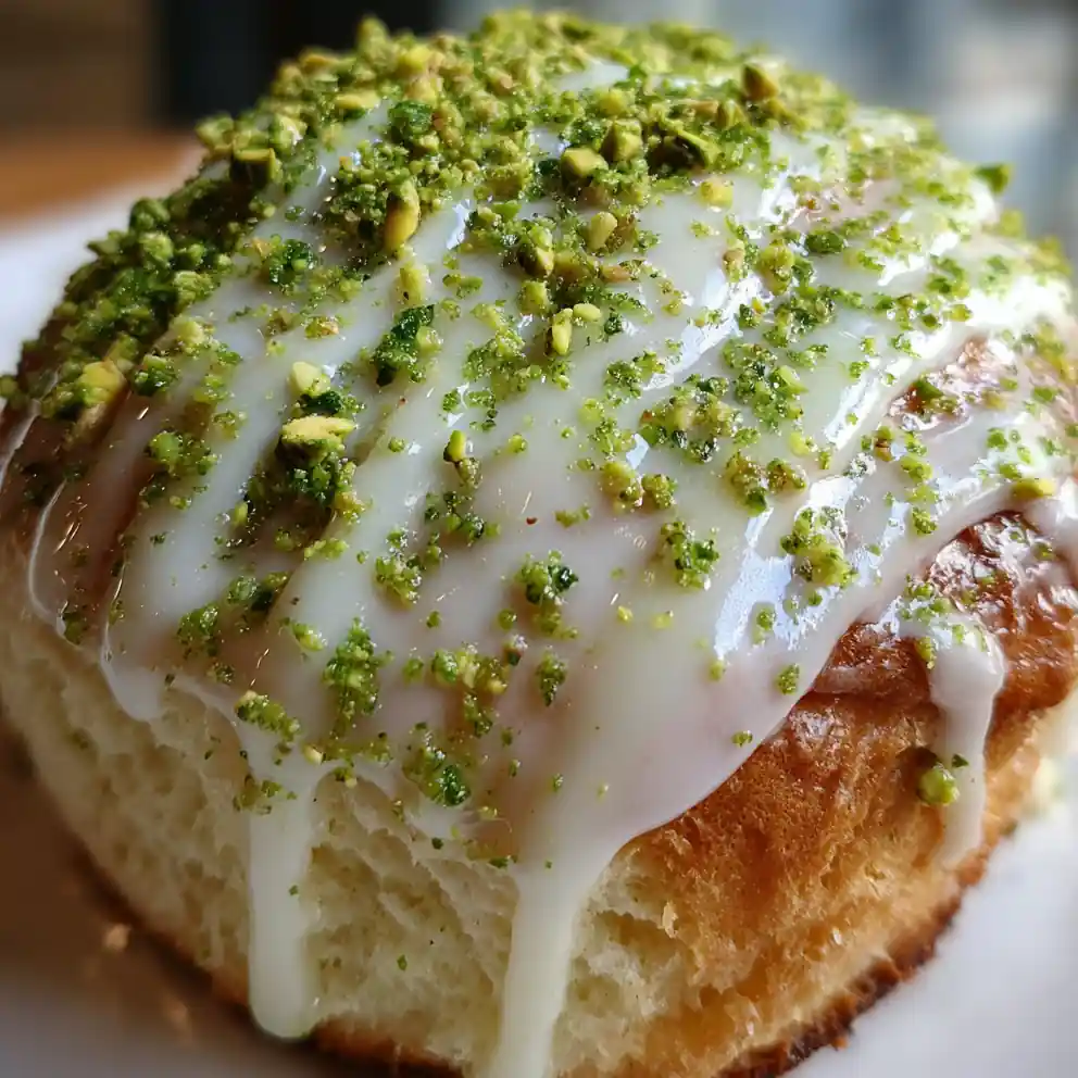 angel biscuit recipe with Cardamom-Orange Blossom Glaze and Pistachio Dust