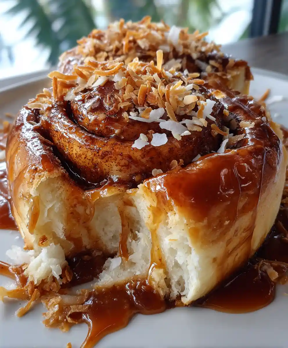 caramel rolls recipe with Warm Chai Spices and Toasted Coconut