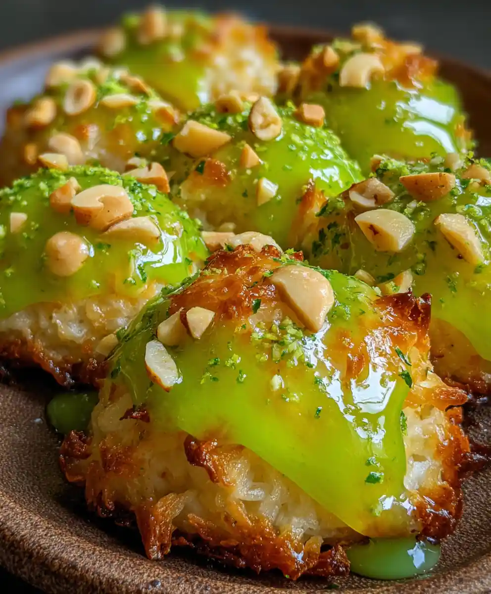 coconut macaroon recipe easy with Tropical Lime Glaze and Toasted Macadamia