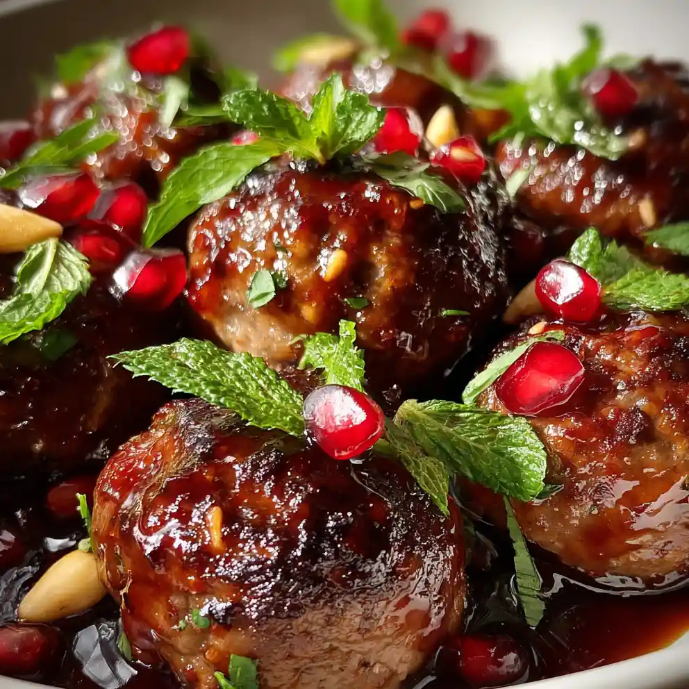 meatballs in crockpot recipe with Pomegranate-Mint Za'atar Glaze