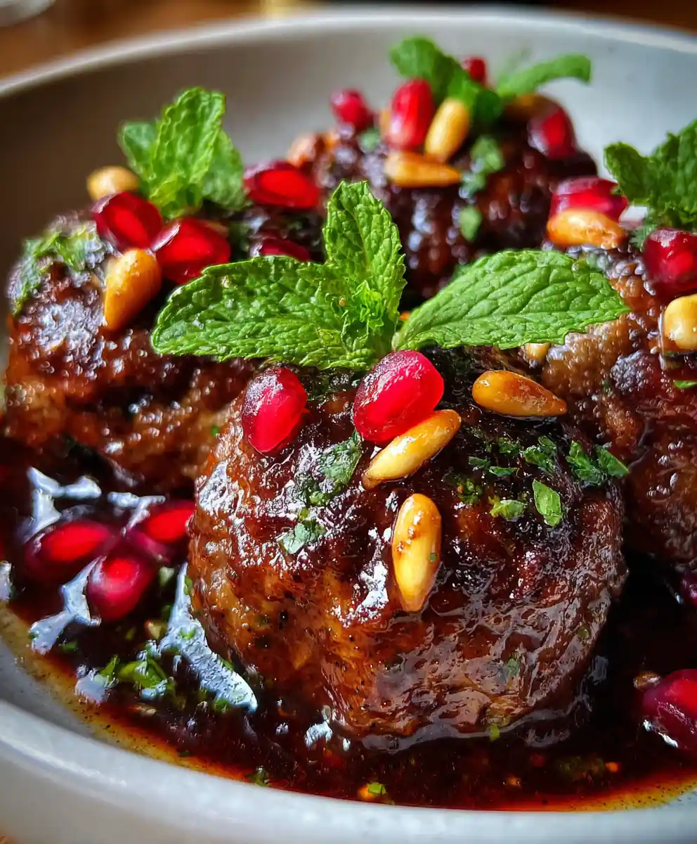 meatballs in crockpot recipe with Pomegranate-Mint Za'atar Glaze
