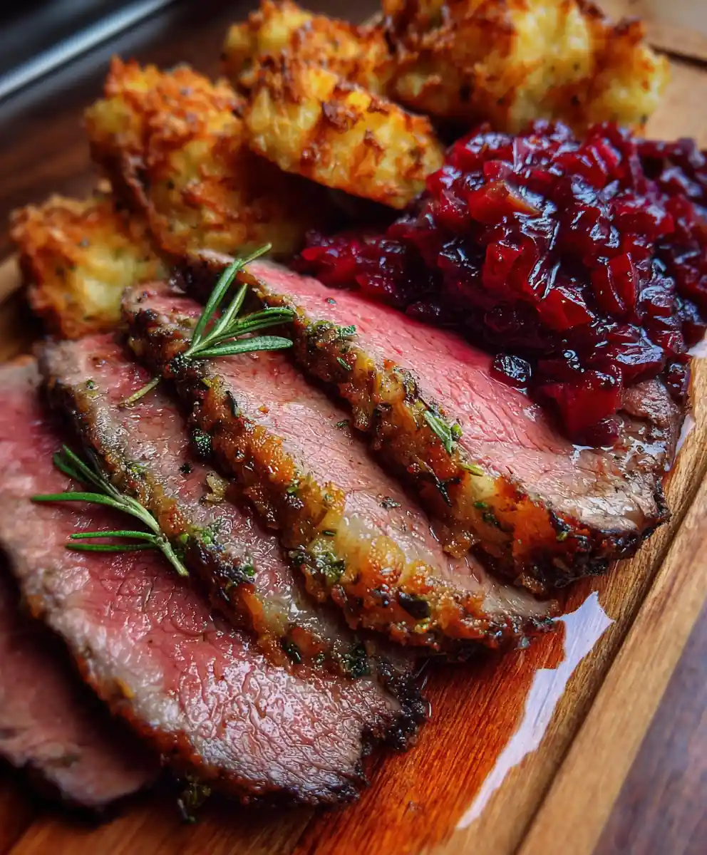 Roast Beef Recipe Oven Garlic Herb Crust With Beet Relish