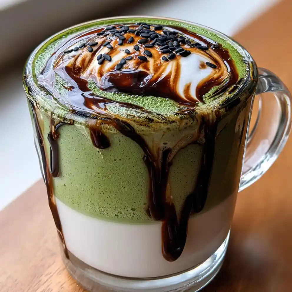 green tea latte recipe with Black Sesame Caramel Swirl