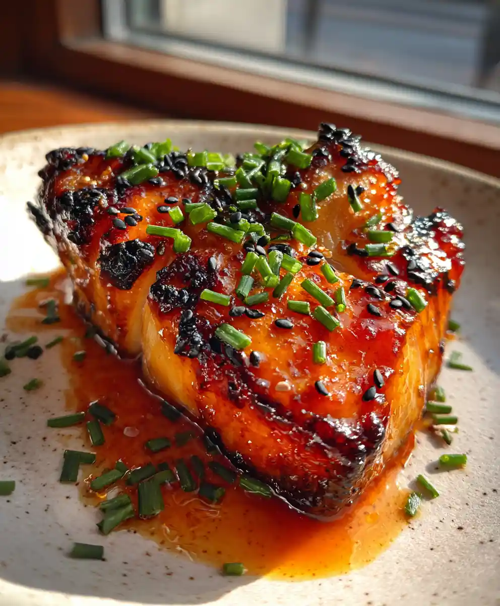 miso black cod recipe with Roasted Red Pepper Glaze