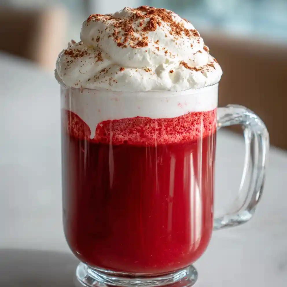 red velvet latte recipe with Tangy Cream Cheese Cold Foam