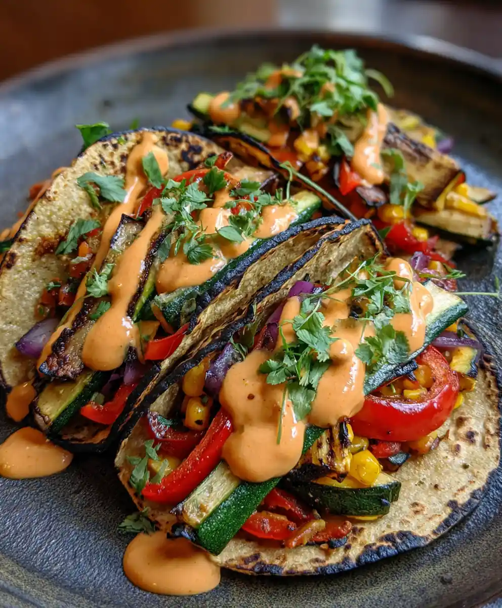 veggie taco recipe with Smoky Chili-Lime Cashew Crema